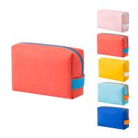 China Printed Lady Leather Cosmetic Bags with Colorful Candy Color and Zipper Closure for sale