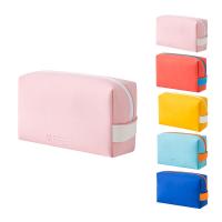 China Printed Lady Leather Cosmetic Bags with Colorful Candy Color and Zipper Closure for sale