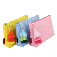 China Beauty Cotton Women Make Up Travel Bag with Zipper Closure and Tassel Custom Logo for sale
