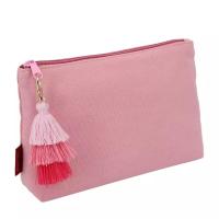 China Beauty Cotton Women Make Up Travel Bag with Zipper Closure and Tassel Custom Logo for sale
