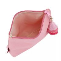 China Beauty Cotton Women Make Up Travel Bag with Zipper Closure and Tassel Custom Logo for sale