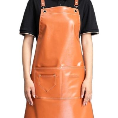 China Custom Logo Leather Waterproof Chef Aprons for Cafe Restaurants Work Kitchen Item Type for sale