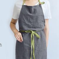 China Newest Fashinable Unisex Custom Cotton Linen Cross Back Adjustable Bib Apron with Pockets for sale