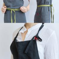 China Newest Fashinable Unisex Custom Cotton Linen Cross Back Adjustable Bib Apron with Pockets for sale