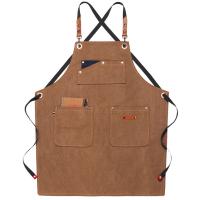 China Kitchen Cotton Canvas Aprons With Pocket for Custom Logo Printed Home Restaurant Bar for sale