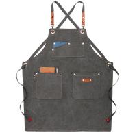 China Kitchen Cotton Canvas Aprons With Pocket for Custom Logo Printed Home Restaurant Bar for sale
