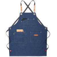 China Kitchen Cotton Canvas Aprons With Pocket for Custom Logo Printed Home Restaurant Bar for sale