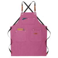 China Kitchen Cotton Canvas Aprons With Pocket for Custom Logo Printed Home Restaurant Bar for sale