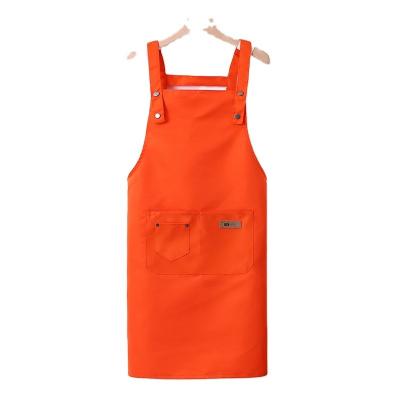 China Silk Screen Printed Custom Logo Adjustable Bib Canvas Chef Apron for Women Cooking for sale