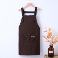 China Silk Screen Printed Custom Logo Adjustable Bib Canvas Chef Apron for Women Cooking for sale