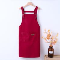 China Silk Screen Printed Custom Logo Adjustable Bib Canvas Chef Apron for Women Cooking for sale