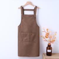China Silk Screen Printed Custom Logo Adjustable Bib Canvas Chef Apron for Women Cooking for sale