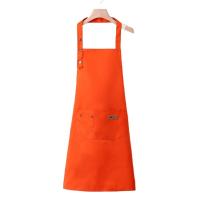 China Gender-Neutral Canvas Cotton Apron with Custom LOGO Waterproof Kitchen Bib Work Apron for sale