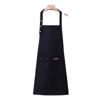 China Gender-Neutral Canvas Cotton Apron with Custom LOGO Waterproof Kitchen Bib Work Apron for sale