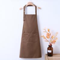 China Gender-Neutral Canvas Cotton Apron with Custom LOGO Waterproof Kitchen Bib Work Apron for sale