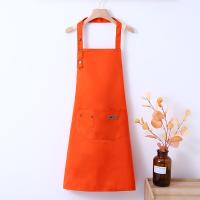 China Gender-Neutral Canvas Cotton Apron with Custom LOGO Waterproof Kitchen Bib Work Apron for sale