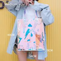 China All Seasons Custom Logo Waterproof Holographic Laser Iridescent PVC Gift Shopping Shoulder Tote Bag for sale