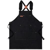 China Wait Staff Uniform Waterproof Chef Apron for Cafe Restaurants Kitchen in Cotton Canvas for sale
