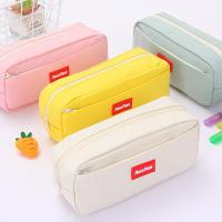 China Creative Large Capacity Pencil Case in Colorful Solid Canvas for School Supplies for sale