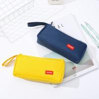 China Creative Large Capacity Pencil Case in Colorful Solid Canvas for School Supplies for sale