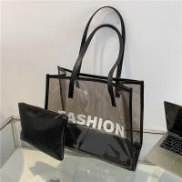 China Logo Customized Logo Fashion PVC Tote Shopping Bag for Transparent Product Packaging for sale