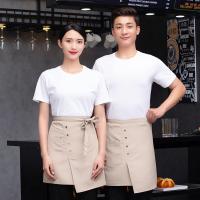 China Customized Logo Professional Custom Restaurant Waiter Waitress Half Apron With Pocket for sale