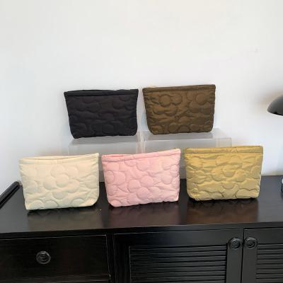 China Waterproof Makeup Storage Bag Puffer Quilted Nylon Cosmetic Bag for Travel Toiletries for sale