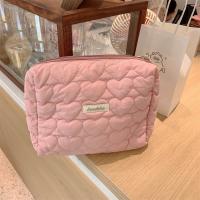 China Polyester Custom Logo Puffed Puffer Pouch Large Capacity Makeup Quilted Bags Cosmetic Case for sale