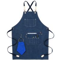 China Custom Waterproof Cross Back Canvas Apron Denim Apron for Daily Life in Restaurant Bar for sale