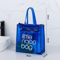 China Transparent PVC Tote Bag for Summer Beach Custom Logo Waterproof Large Size Candy Color for sale