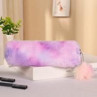 China Plush Pen Learning Long Velvet Stationery Bag Girl Heart Large Capacity Pencil Bag for sale