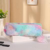 China Plush Pen Learning Long Velvet Stationery Bag Girl Heart Large Capacity Pencil Bag for sale