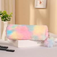 China Plush Pen Learning Long Velvet Stationery Bag Girl Heart Large Capacity Pencil Bag for sale