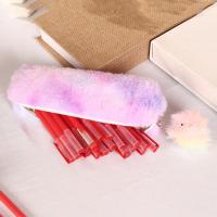 China Plush Pen Learning Long Velvet Stationery Bag Girl Heart Large Capacity Pencil Bag for sale