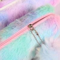 China Plush Pen Learning Long Velvet Stationery Bag Girl Heart Large Capacity Pencil Bag for sale