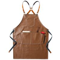 China Restaurant Bar Durable Leather BBQ Apron with Work Tool Apron Design and Custom Logo for sale