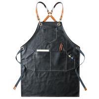 China Restaurant Bar Durable Leather BBQ Apron with Work Tool Apron Design and Custom Logo for sale