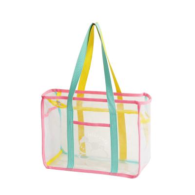 China Transparent PVC Tote Bag Clear Candy Colors U-shaped Beach Shopping Handbag for Women for sale