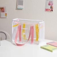 China Transparent PVC Tote Bag Clear Candy Colors U-shaped Beach Shopping Handbag for Women for sale