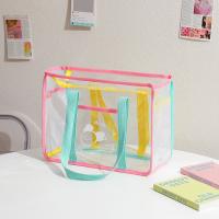 China Transparent PVC Tote Bag Clear Candy Colors U-shaped Beach Shopping Handbag for Women for sale
