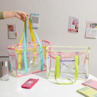 China Transparent PVC Tote Bag Clear Candy Colors U-shaped Beach Shopping Handbag for Women for sale