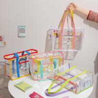 China Transparent PVC Tote Bag Clear Candy Colors U-shaped Beach Shopping Handbag for Women for sale