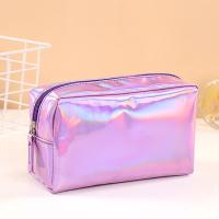China Custom PU Leather Laser Bag Pencil Case Waterproof Brush Pouch Makeup Bag Cosmetic Bags for sale