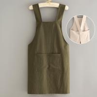 China Customize Kitchen Cotton Linen Apron With Logo Home Apron for Work Bar Bib Canvas Apron for sale