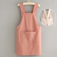 China Customize Kitchen Cotton Linen Apron With Logo Home Apron for Work Bar Bib Canvas Apron for sale