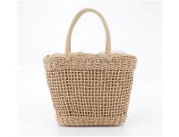 China Custom Logo Accepted Medium Size Rattan Straw Handbag for Lady Hollow Out Summer Fashion for sale