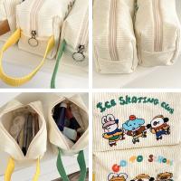 China Mini Storage Bag with Custom Logo Original Cute Corduroy Illustration Handbag for sale