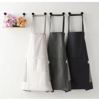China Newest Fashinable Apron for Cooking Food and Gardening in Pure Black Cotton Polyester for sale