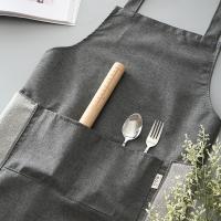 China Newest Fashinable Apron for Cooking Food and Gardening in Pure Black Cotton Polyester for sale