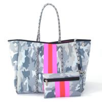 China Custom Logo Accepted Neoprene Beach Bag Tote Handbag for Women Perforated Design for sale